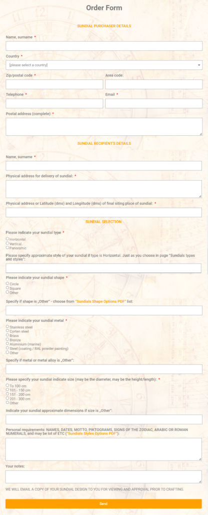 Order form sample – Sundials.lt